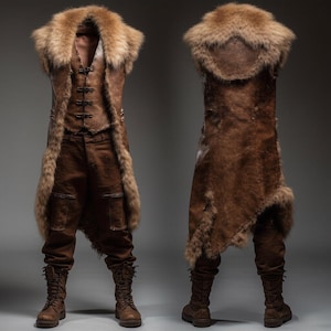 Handmade Cow Leather Medieval Fur Coat: Viking Warrior Costume - Etsy