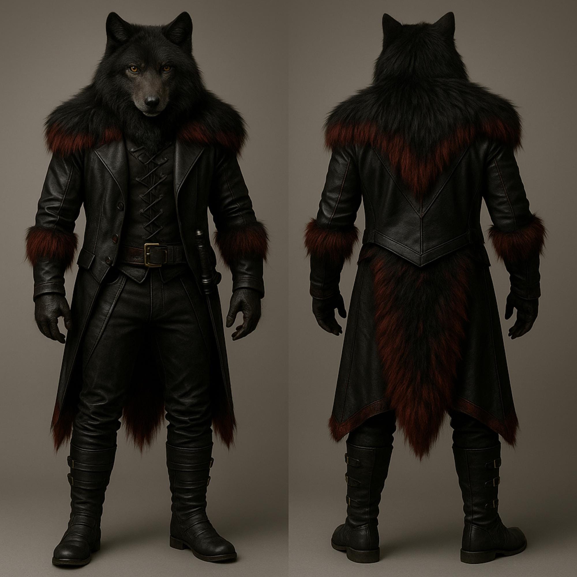 Handcrafted Leather Werewolf Costume: Faux Fur Trim - Custom Fit - Etsy