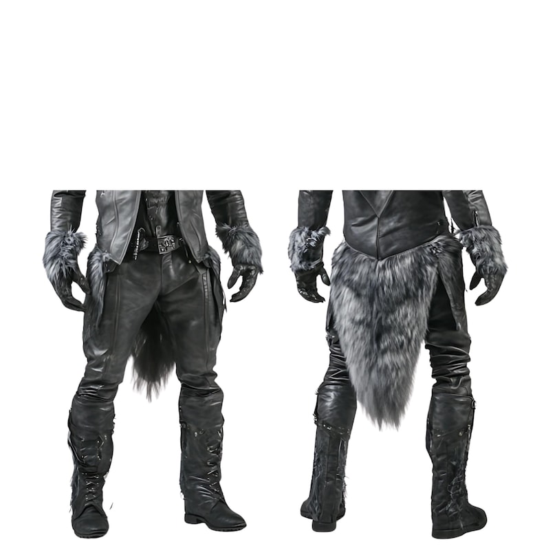 Handmade Leather Werewolf Costume: Faux Fur Jacket & Pants, Larp ...