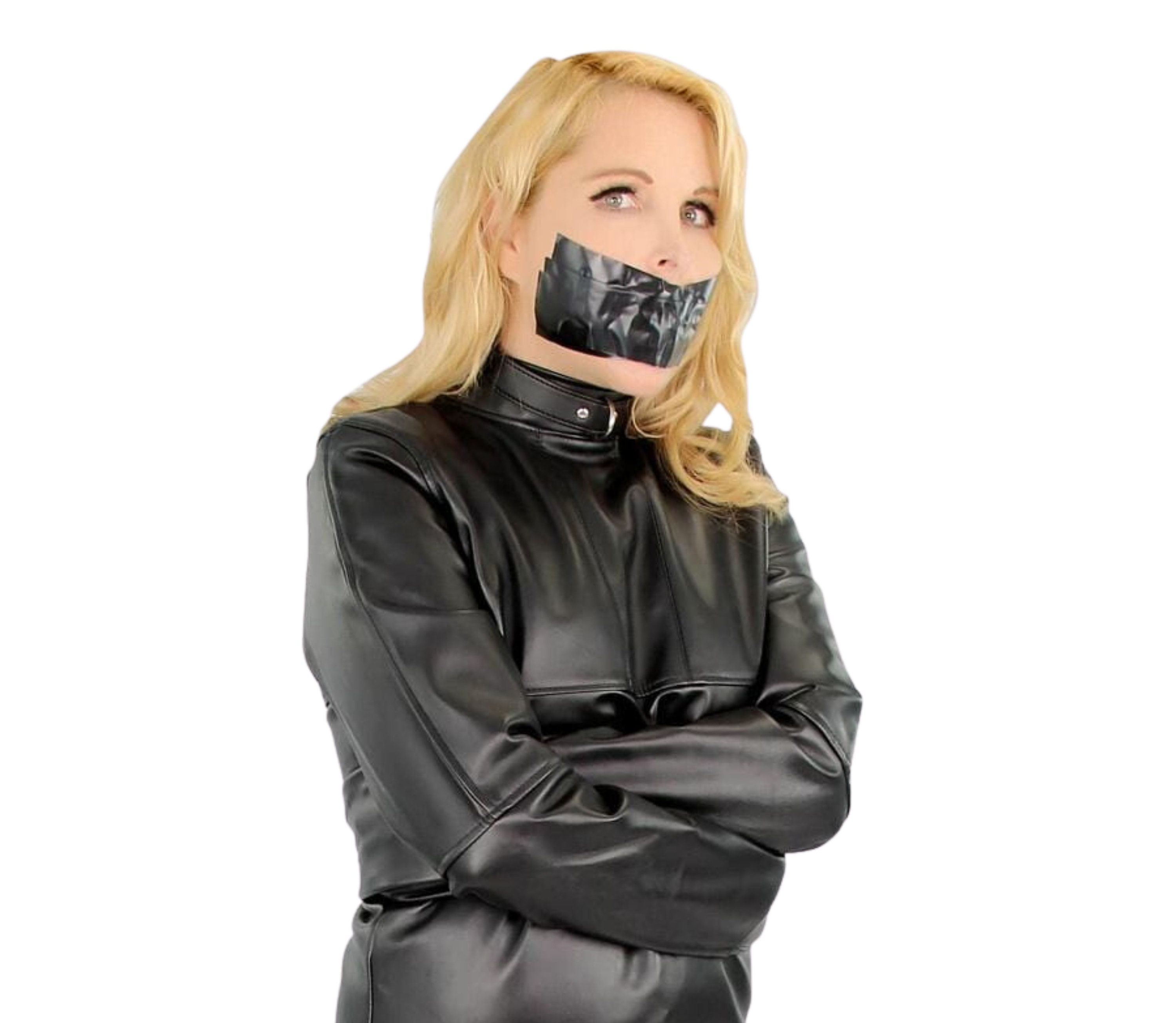 Cowhide Leather BDSM Strait Jacket With Bondage Leg Binder Leather Strait Jacket BDSM Restraint ...