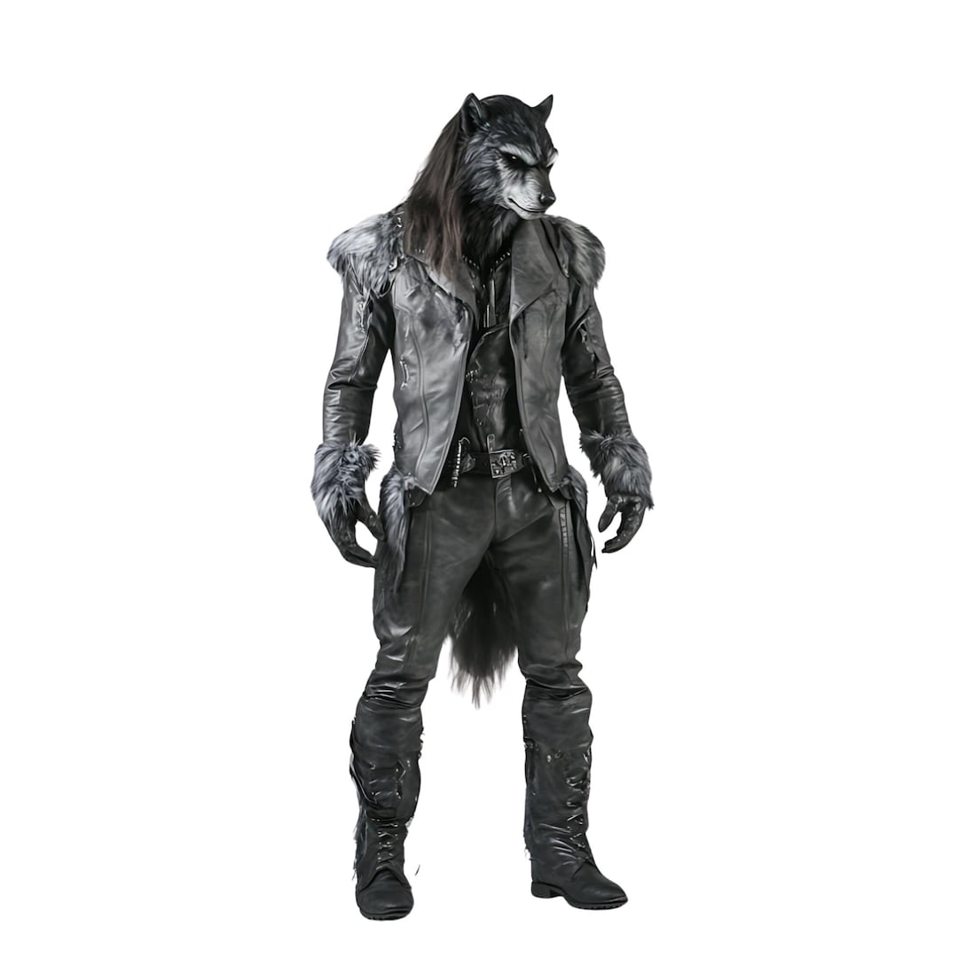 Handmade Leather Werewolf Costume: Faux Fur Jacket & Pants, Larp ...
