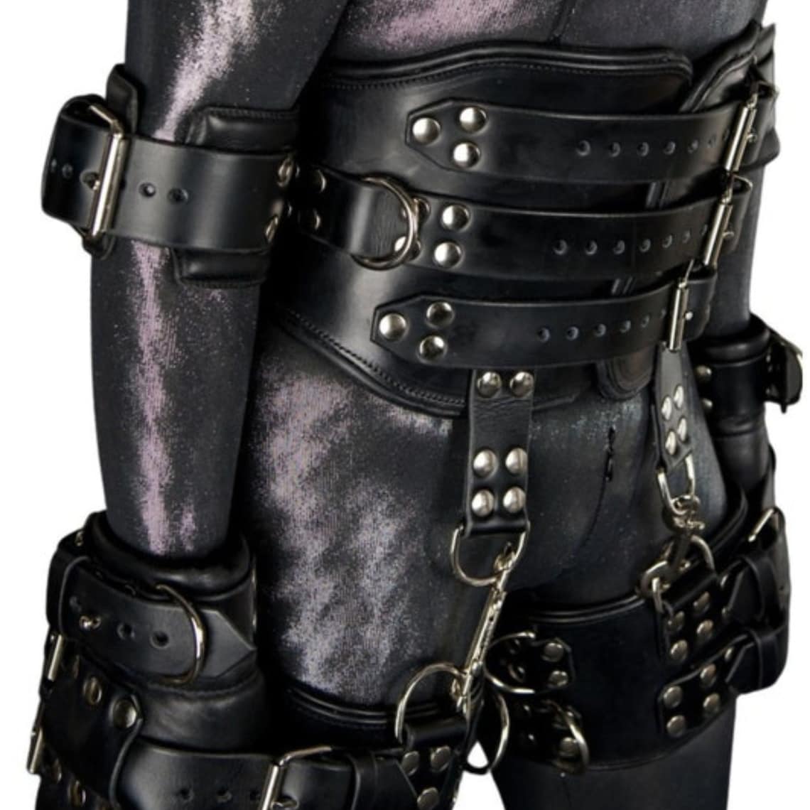 Exclusive Heavy Duty Black Leather BDSM Bondage Corset Wrist Restraints ...