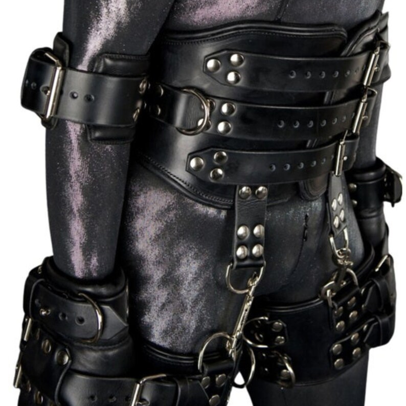 Exclusive Heavy Duty Black Leather BDSM Bondage Corset Wrist Restraints ...