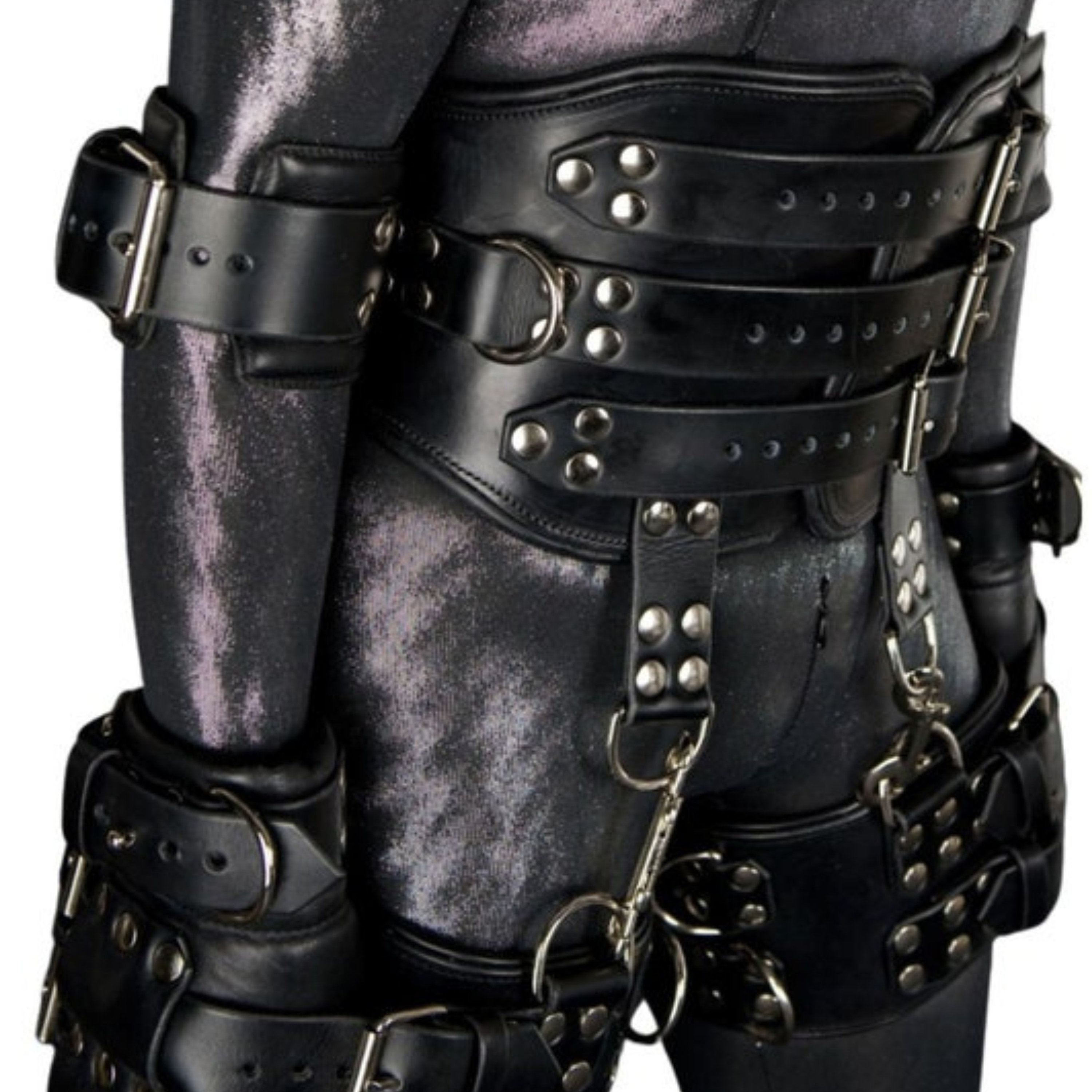 Exclusive Heavy Duty Black Leather BDSM Bondage Corset Wrist Restraints ...