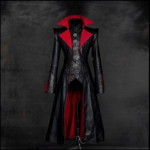 Custom-made Black Leather Vampire Trench Coat - Leather Coat With Vest ...