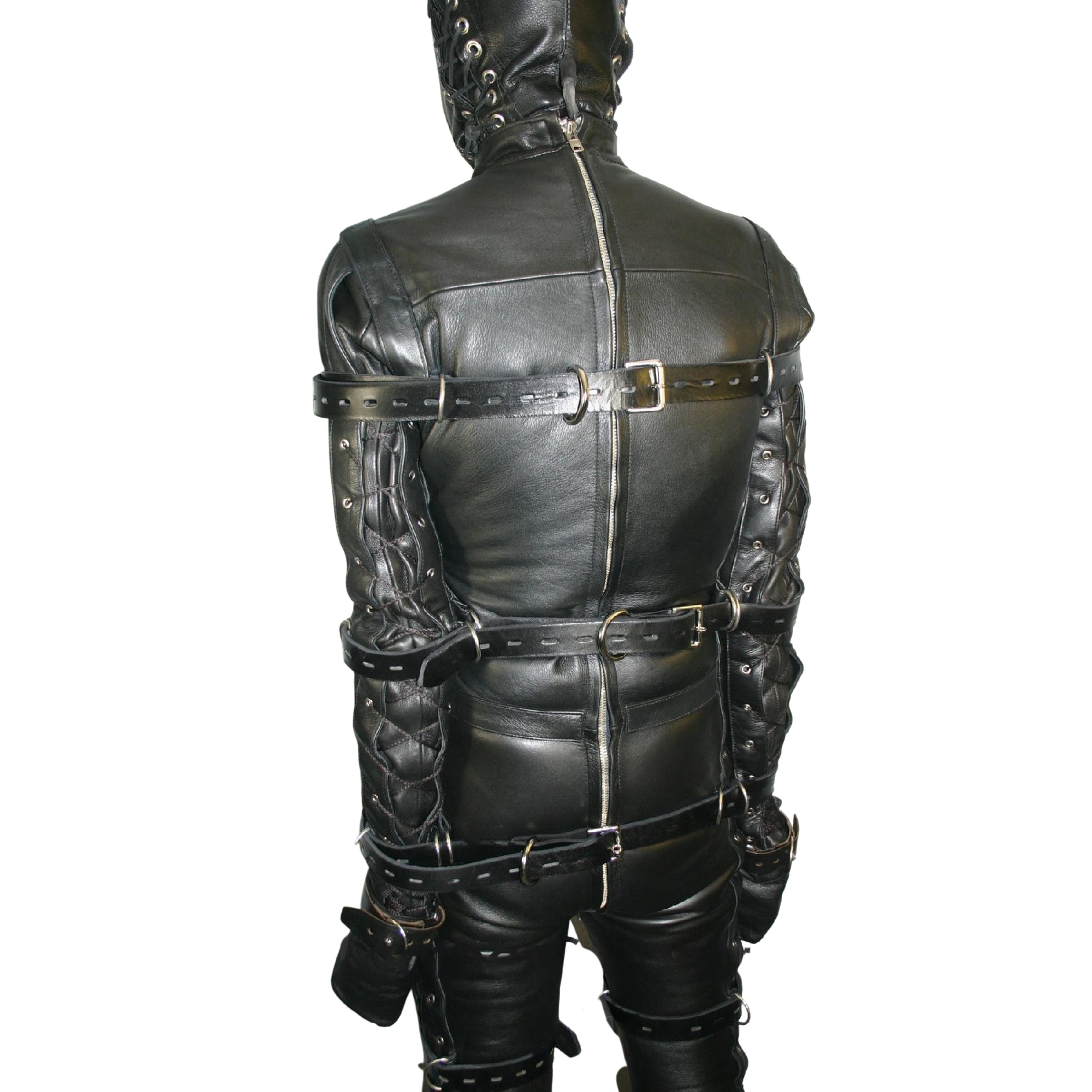 Bdsm Black Leather Inescapable Bondage Suit Bondage Gay Suit Lgbt Self Bondage Black Leather