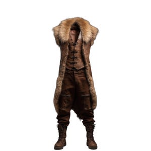 Handmade Cow Leather Medieval Fur Coat: Viking Warrior Costume - Etsy