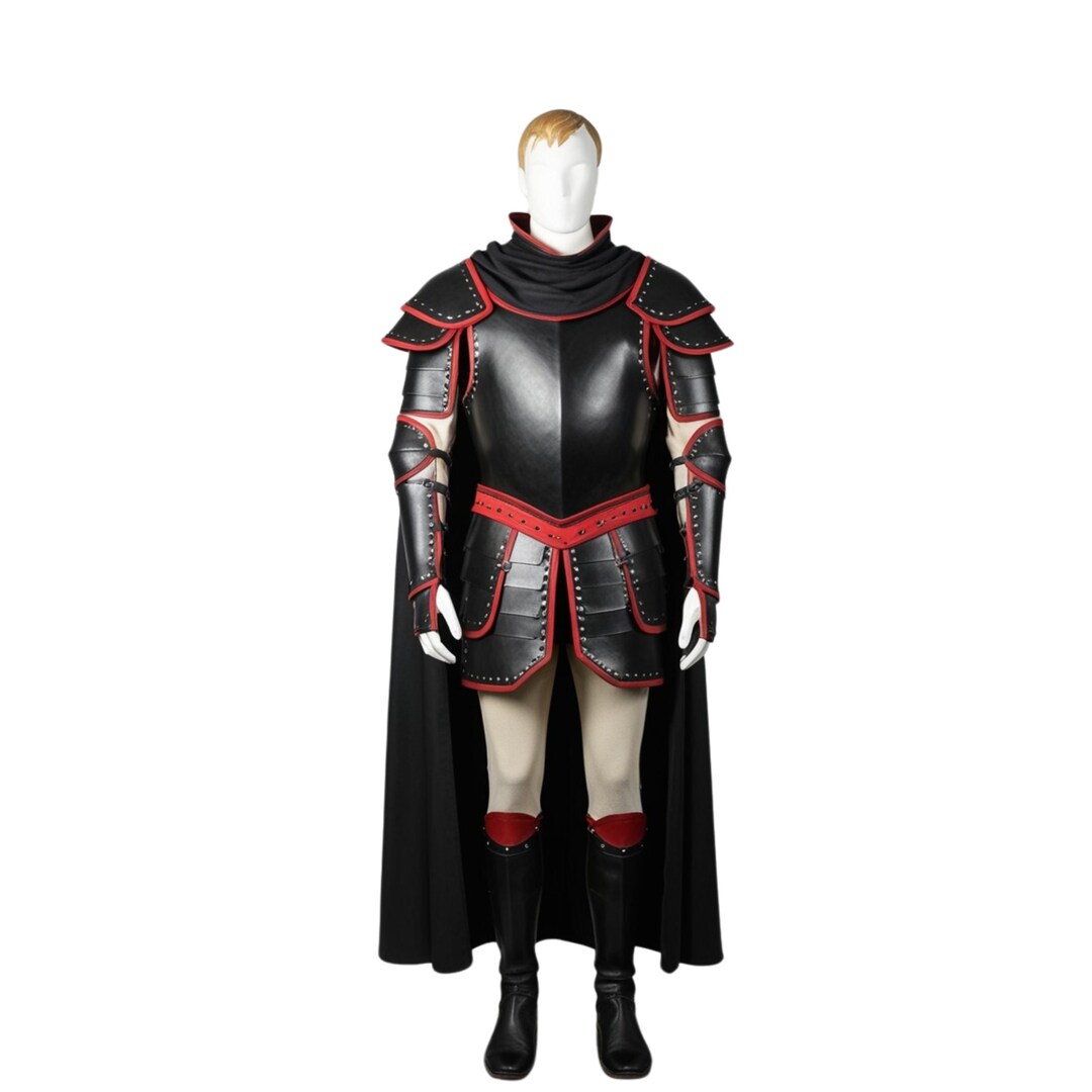 Red & Black Leather Medieval Ranger Cloak -medieval Rouge Leather Armor ...