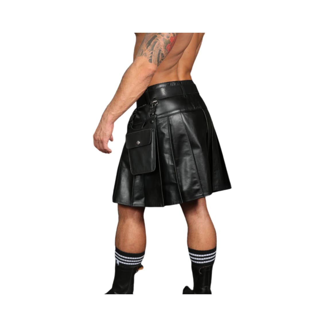 Premium Heavy Duty Black Men's Leather Utility Kilt Handmade Kilt Kilt ...