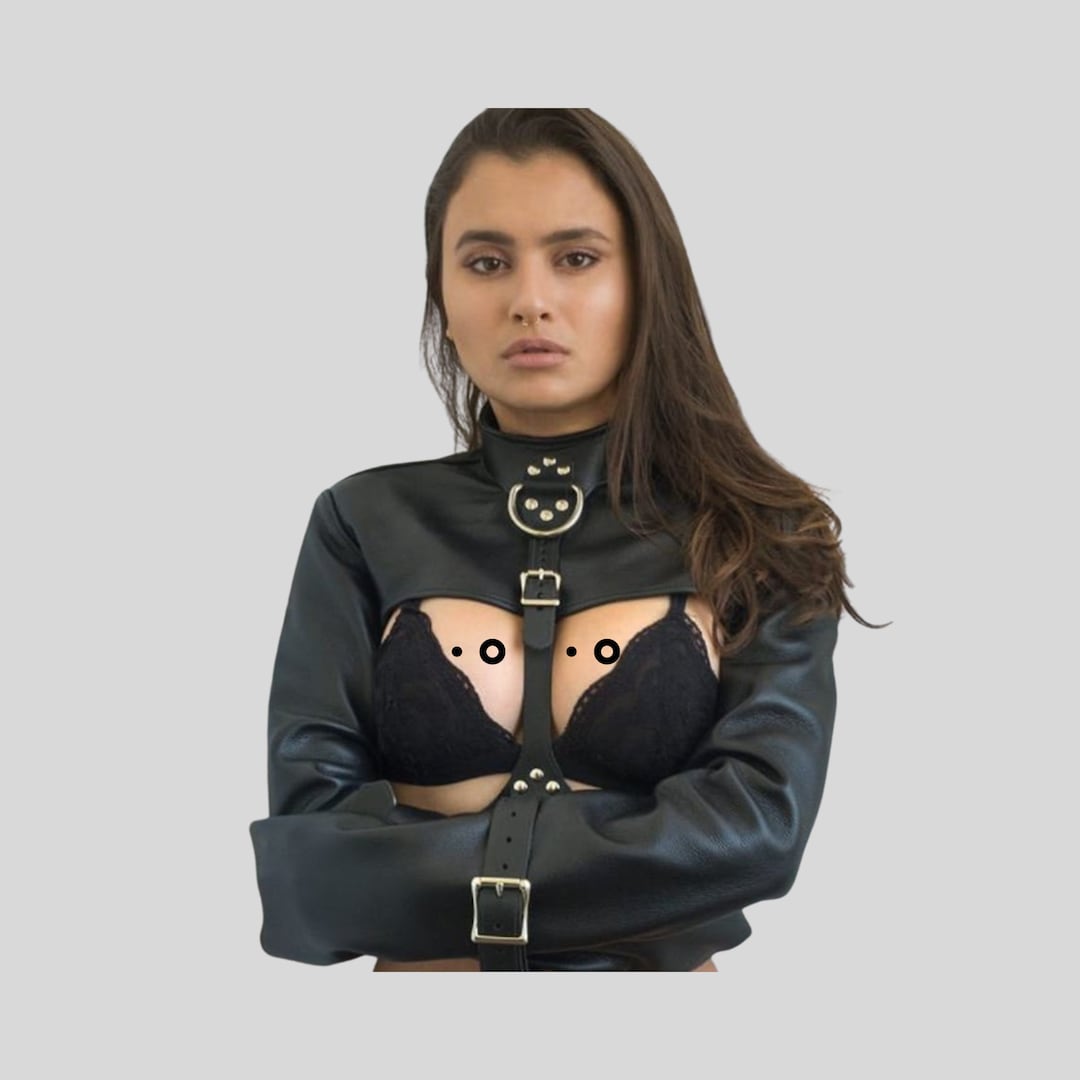 Cowhide Leather BDSM Bolero Style Strait Jacket Leather Strait Jacket BDSM Restraint leather ...