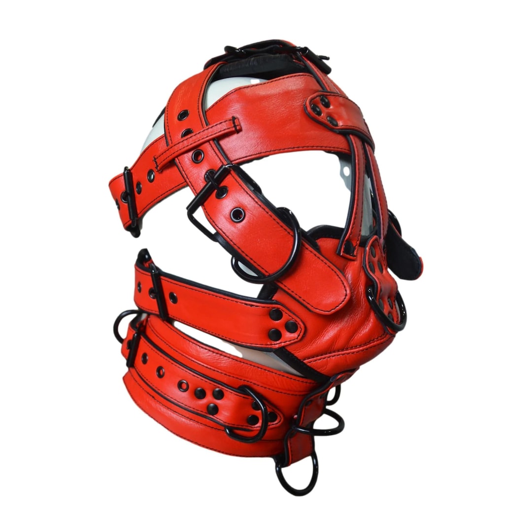 Extreme Leather Gear Face BDSM Hood Fetish Slave Bondage With D-rings ...