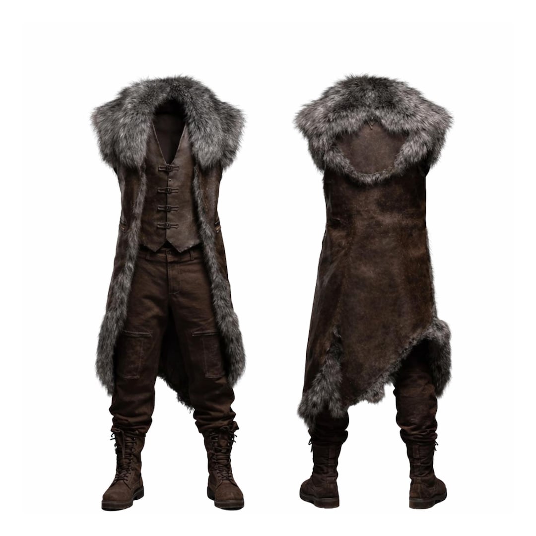 Handmade Pure Cow Leather Medieval Fur Coat: Viking Warrior Costume - Etsy