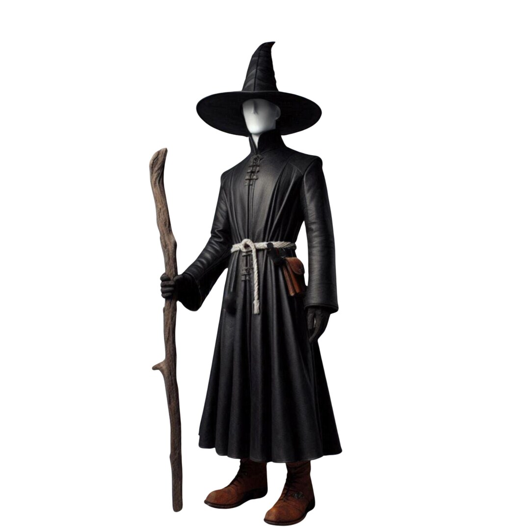 Handmade Cow Leather Wizard Costume: Halloween Cosplay Robe, Cloak ...