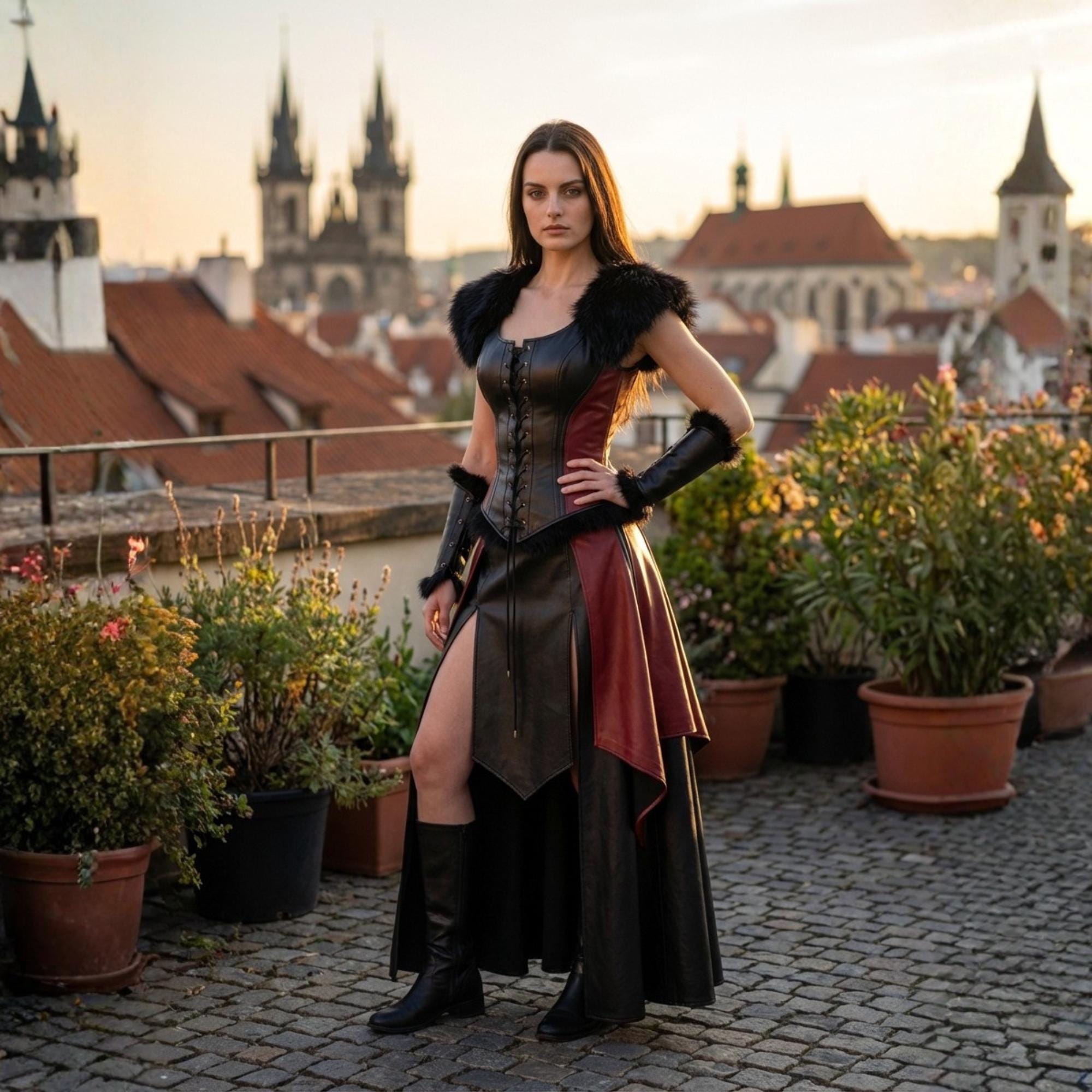 Gothic Leather Corset Set – Medieval Warrior Skirt Outfit | Dark ...