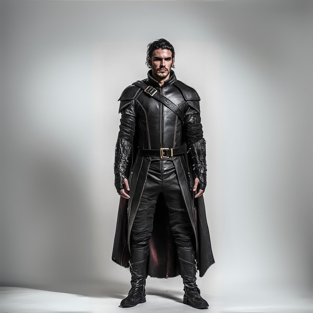 Handmade Gothic Leather Cloak With Armor: Medieval Renaissance Cosplay ...