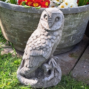Stone Owl Garden Statue Antique Finish Owl Ornament - Etsy