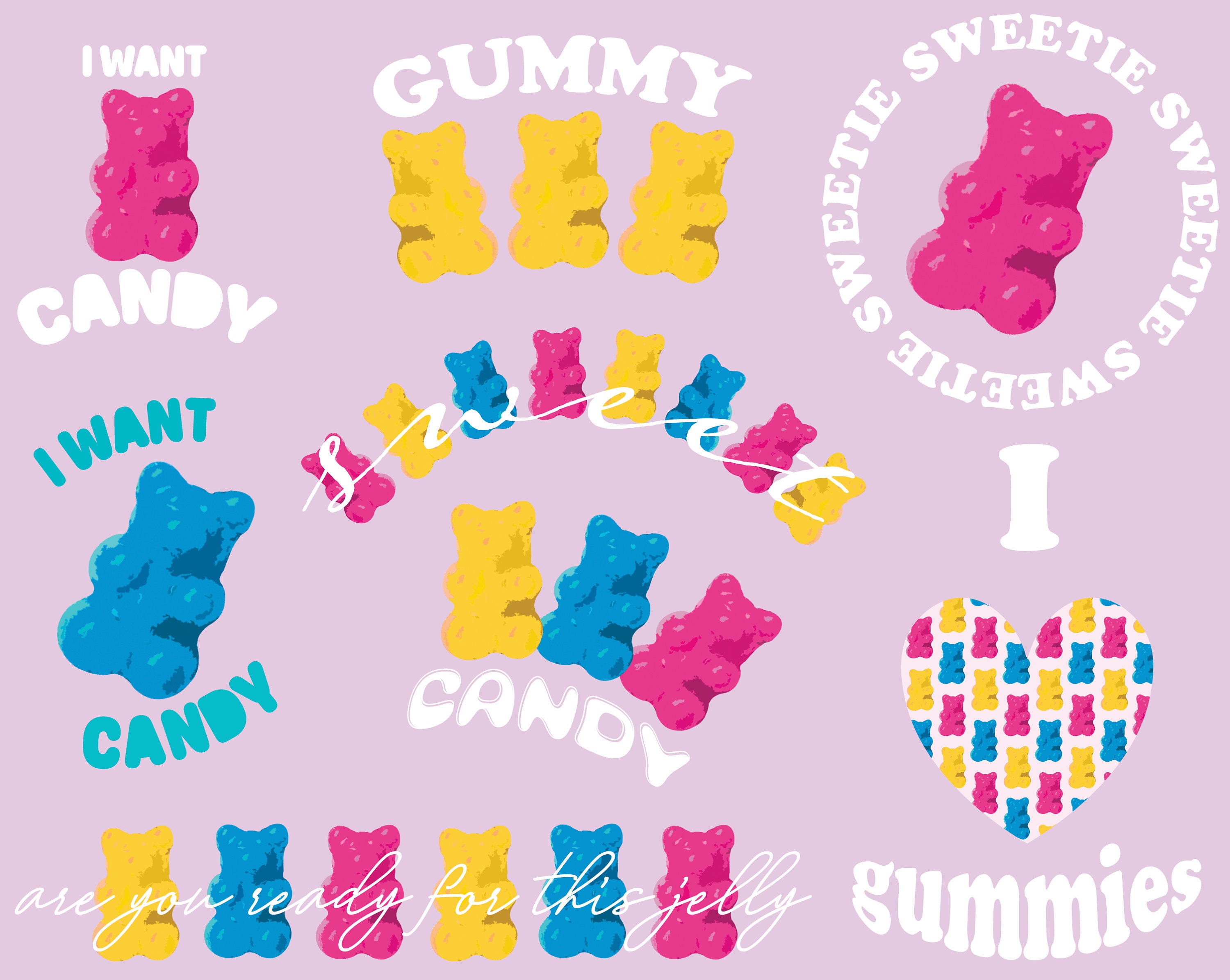 Gummy Bear Printable Clipart, DTF Print, Sweetie Bundle, Cricut Bundle ...
