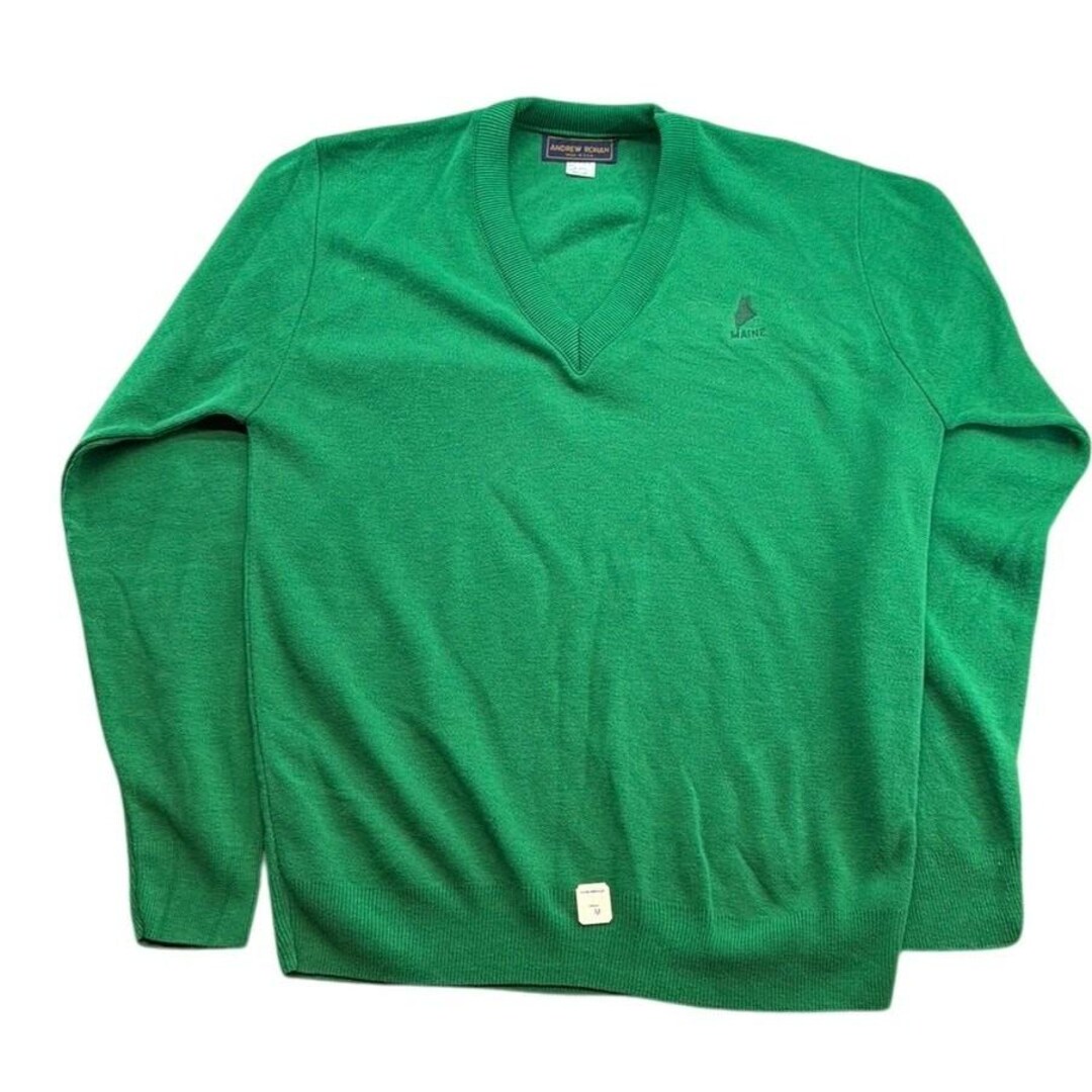 Vintage Andrew Rohan Men's Emerald Green V Neck "maine" Sweater Size ...