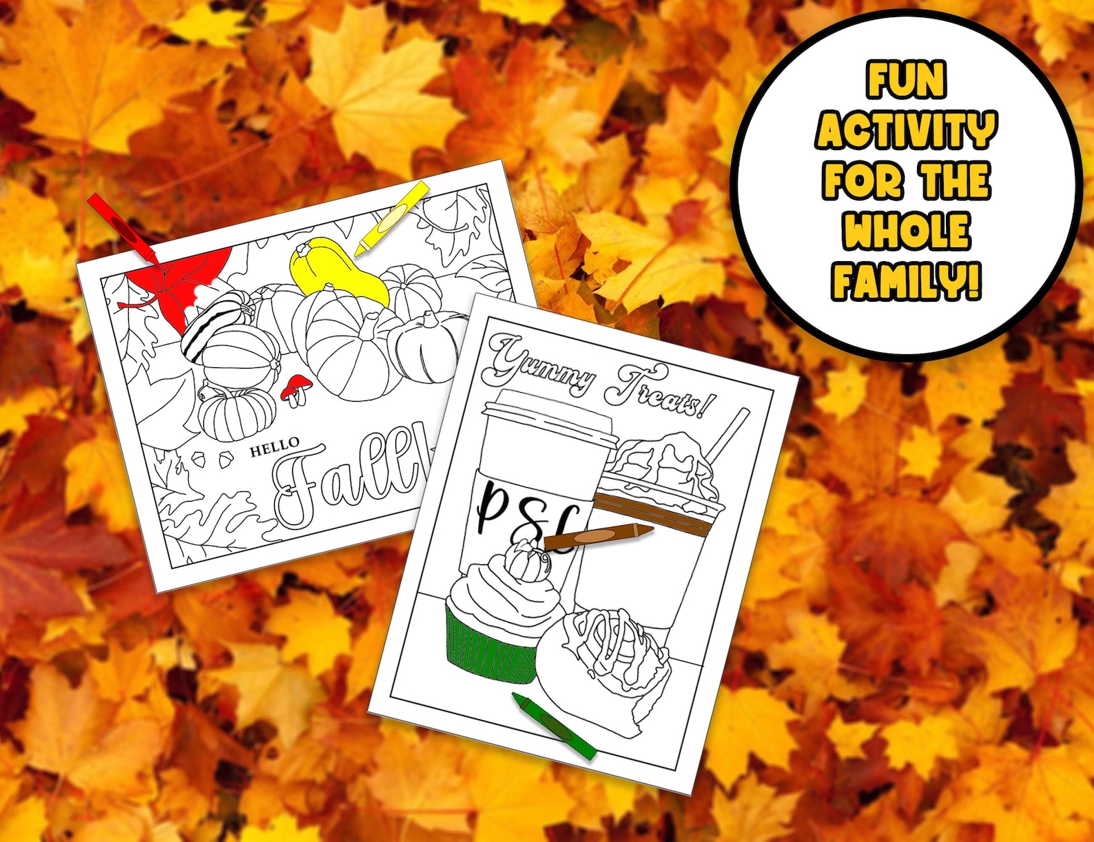 Autumn, Fall Themed Printable Coloring Pages, Adult and Children's ...