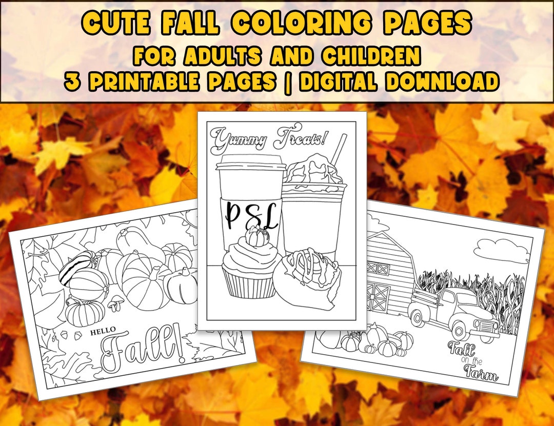 Autumn, Fall Themed Printable Coloring Pages, Adult and Children's ...