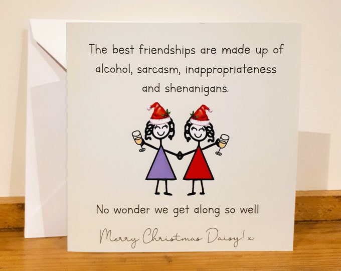 Best Friend Christmas Card / Bestie Christmas Card funny Personalised ...