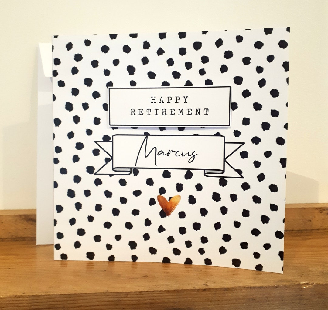 Retirement Card Handmade and Personalised With Name Polka Dot - Etsy