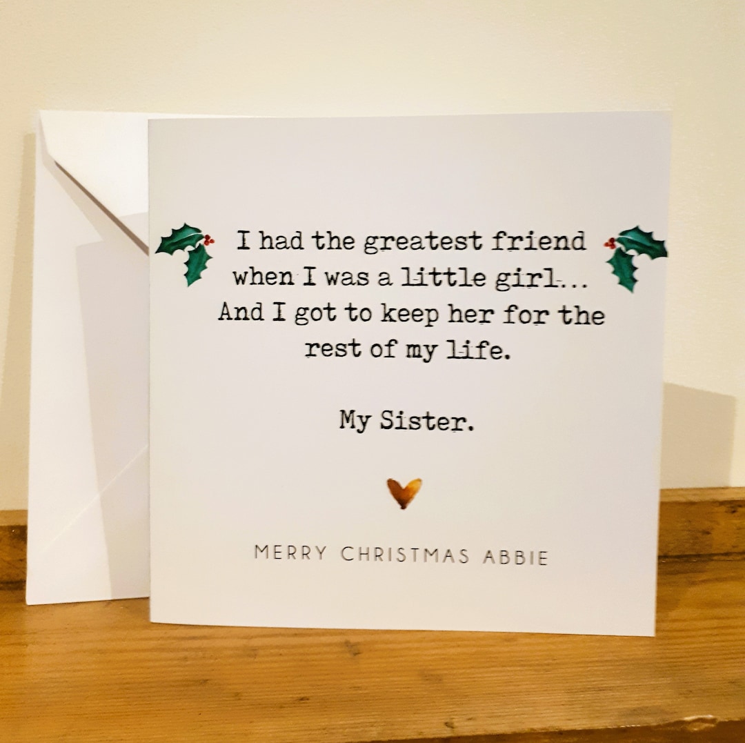Sister Christmas Card - Handmade and Personalised With Name - Sister ...