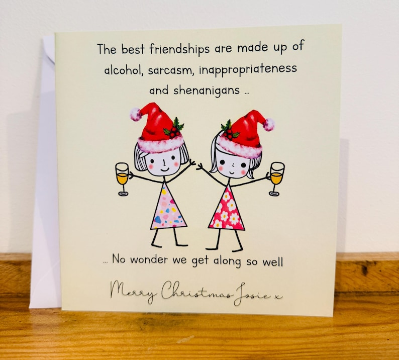 Personalised Bestie Christmas Card – Funny Friendship Shenanigans - Etsy UK