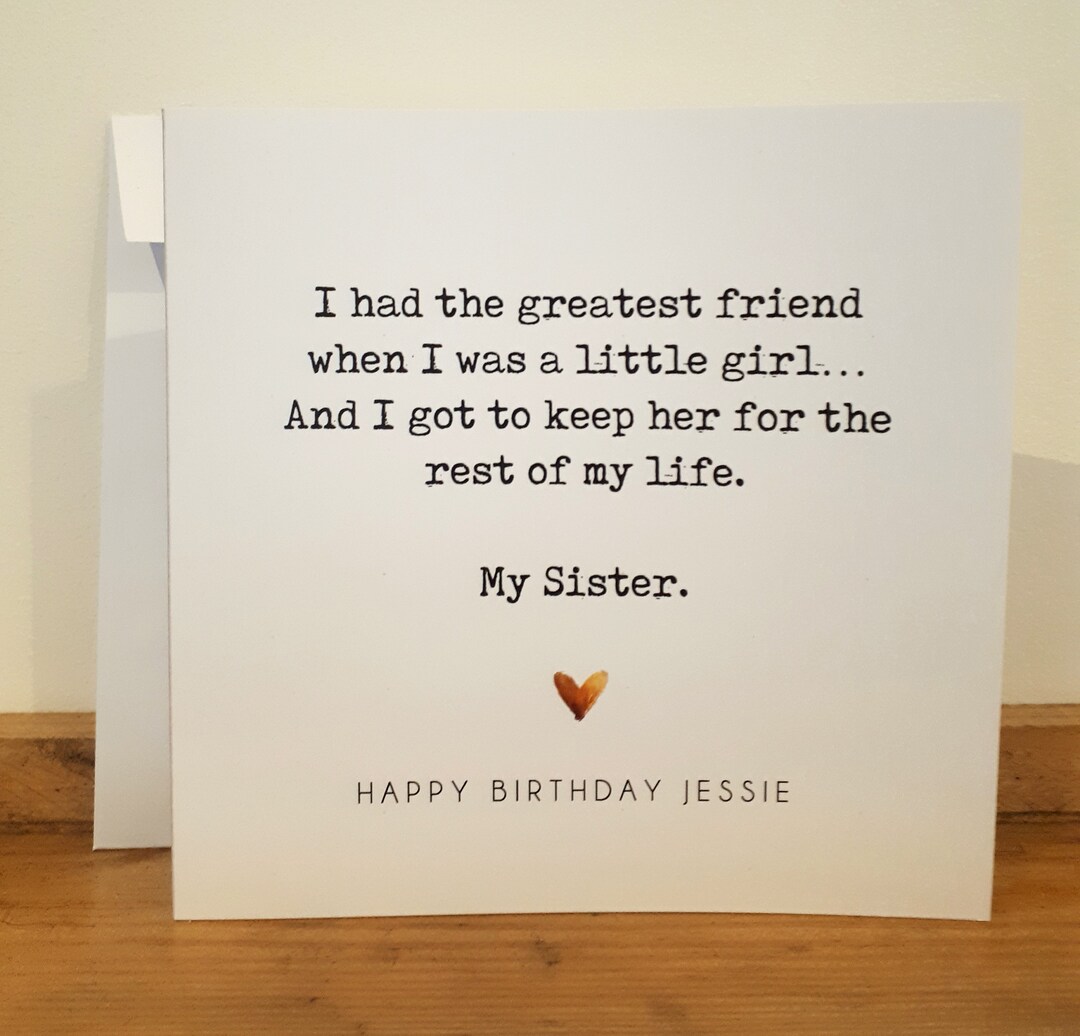 Sister Birthday Card / Best Sister - Personalised With Name - Handmade - Sister Poem - Etsy UK