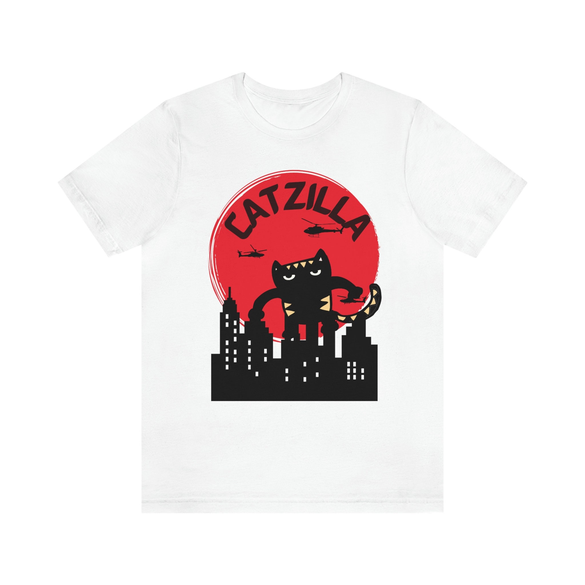Catzilla T-shirt, Kitten Pet Lover Meme Gift Funny Style Unisex Gamer ...