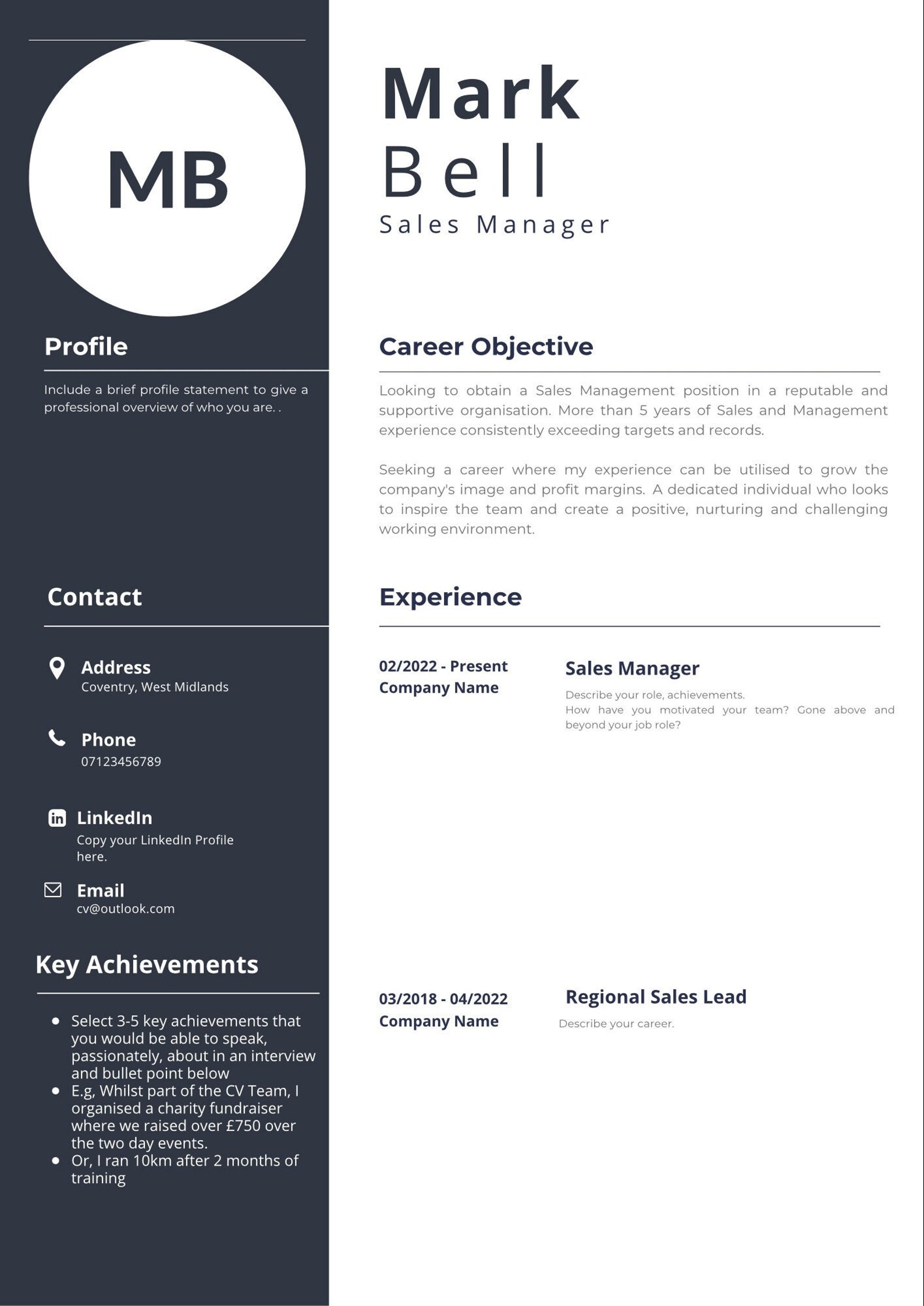 Editable Digital CV Template - Etsy