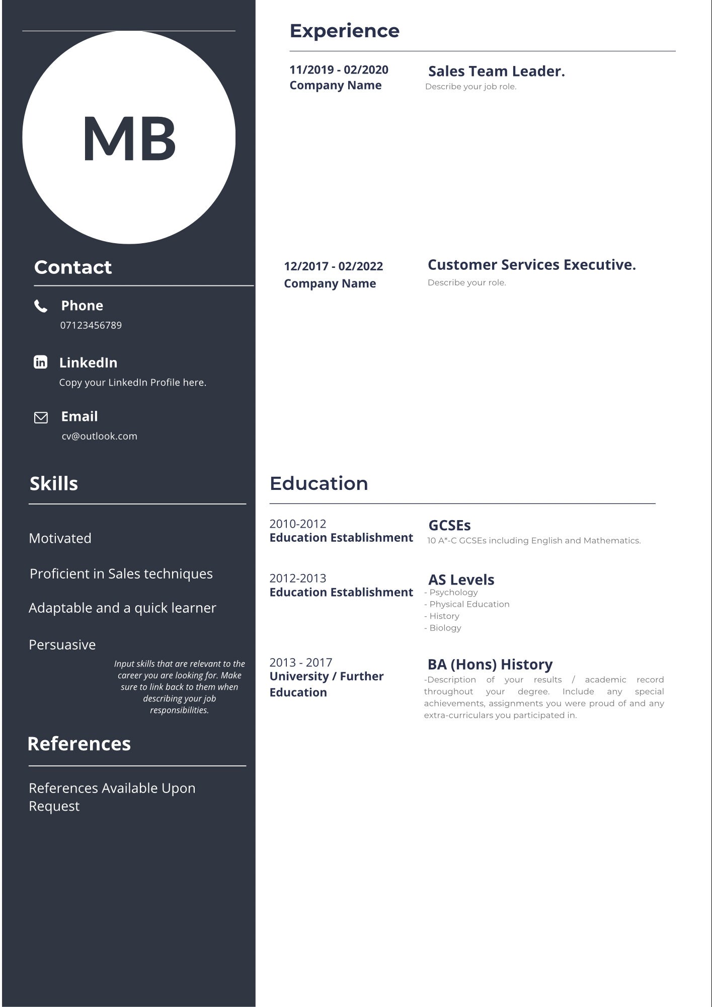 Editable Digital CV Template - Etsy