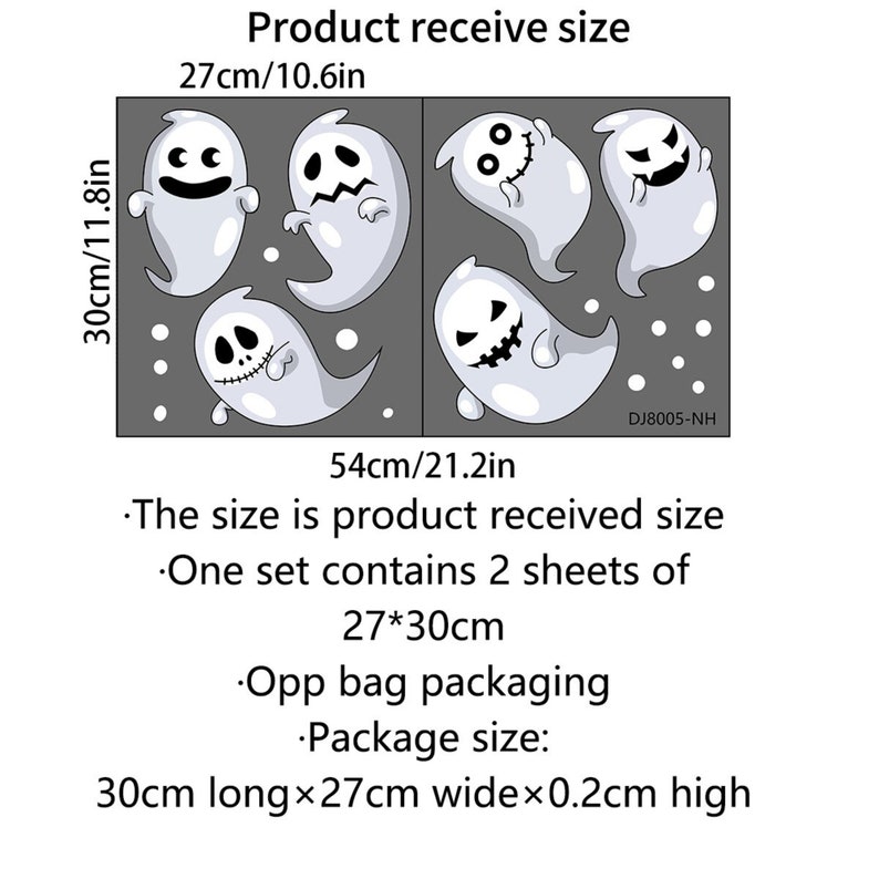 Kawaii White Ghost Window Sticker Pack Halloween Window - Etsy