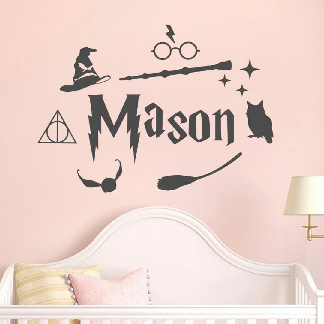 Personalized Name Wizard Magic Wand Wall Sticker for Kids Rooms Custom ...