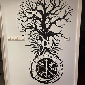 Tree of Life Decal | Vikings Moon Decal | Tree of Life Wall Sticker ...