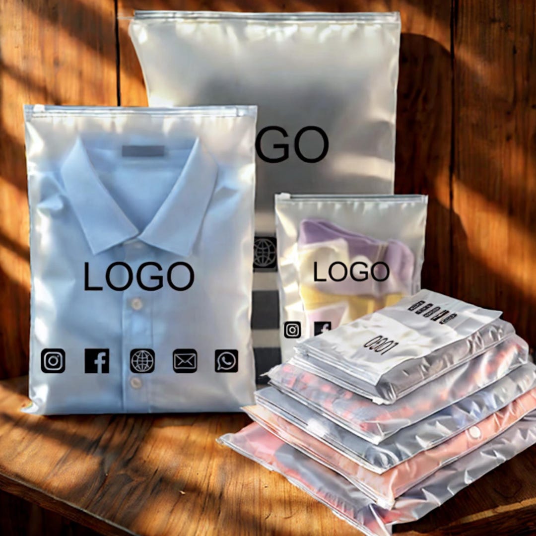 50pcs Custom Frosted Zipper Bags - Logo Plastic Bags - Personalized ...