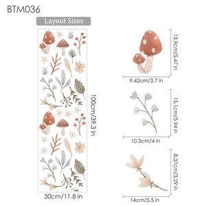 Boho Flower Wall Decal Tree Branch Sticker Mushroom Wall Sticker ...