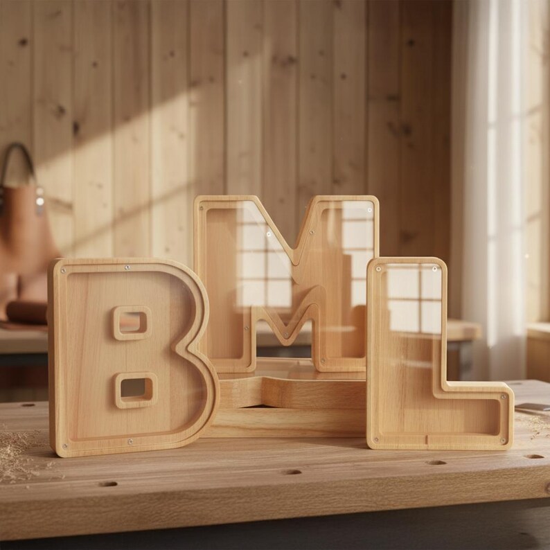 Personalized Wooden Letter Piggy Bank, Initial Coin Bank, Christmas ...