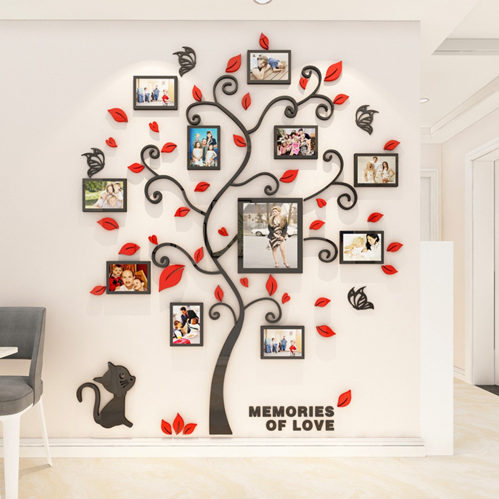 Family Tree Photo Wall Decal Acrylic Photo Frames Included Family Tree ...