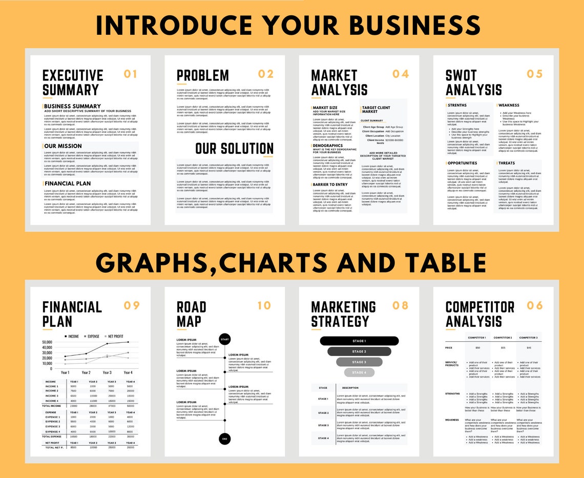 Small Business Plan Template, Start up Workbook, Business Plan Analysis ...