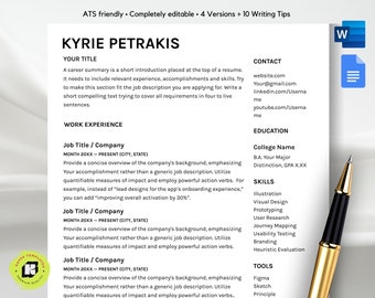 ATS Friendly Resume Template for Google Docs, Word and Pages Resume ...