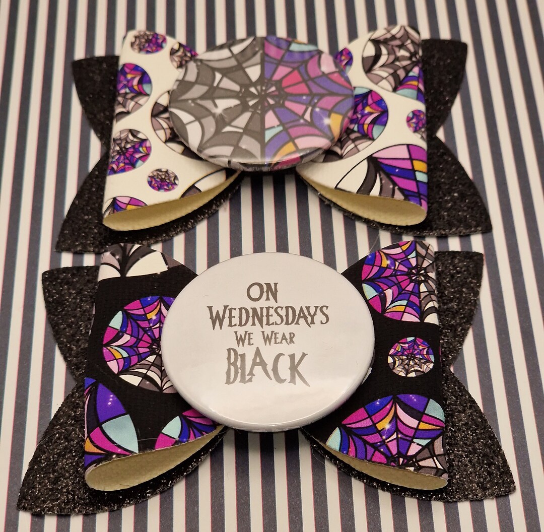 Canvas Wednesday Inspired Goth Girl Hair Bows - Etsy