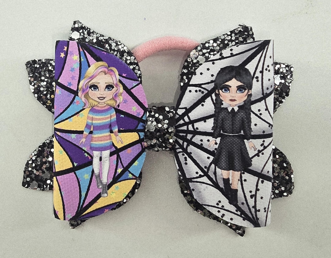 HORROR GIRL Inspired Hair Clip Bow. Medium Goth Girls Bows. - Delivered ...