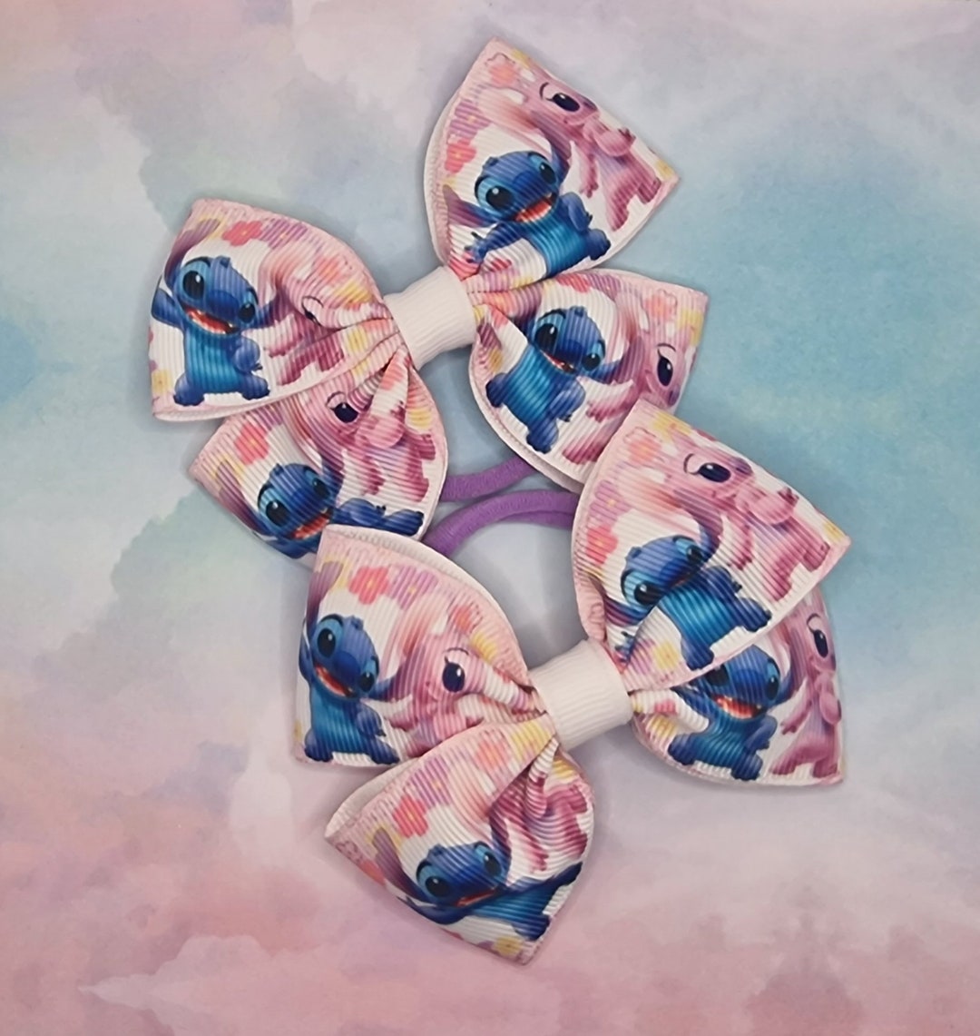 Stitch and Angel Piggy Bows. Cartoon, Park Bows. Medium Bows ...