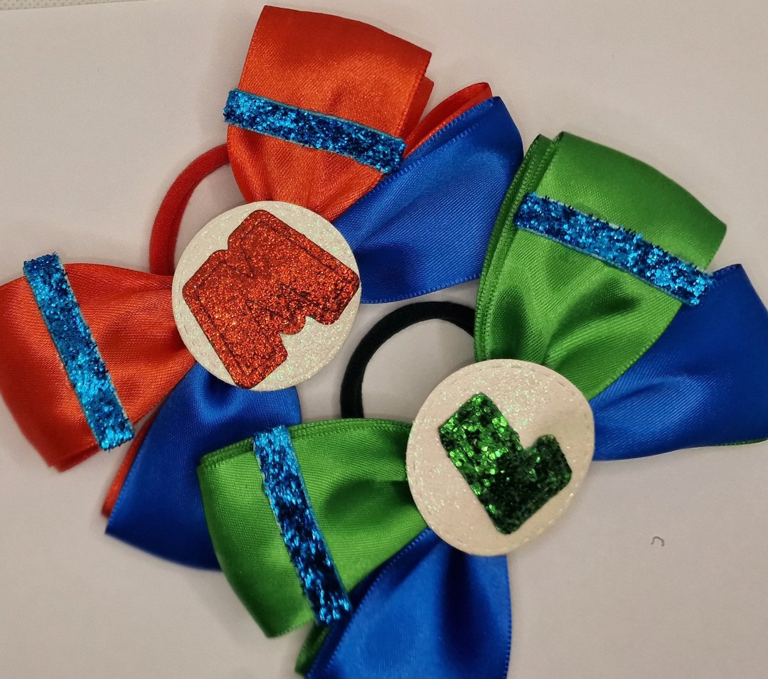 Mario and Luigi Inspired Double Loop Bows. Hairtie Large Hair Bow ...