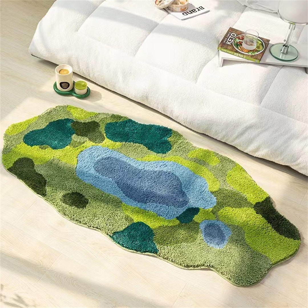 Tufted Moss Rug Irregular Green Planting Moss Rug Vivid - Etsy