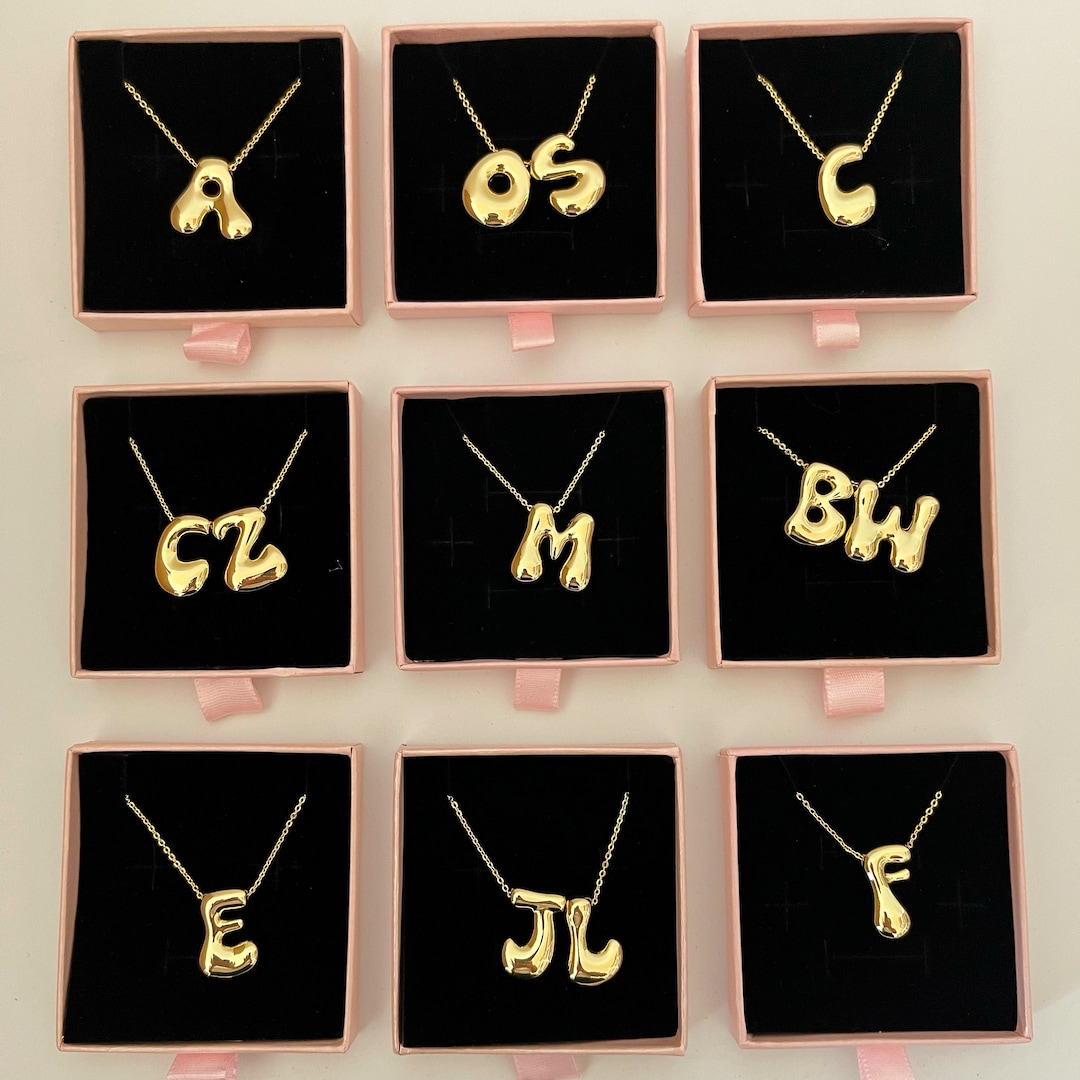 Custom Bubble Balloon Initial Personalised Necklace - Etsy