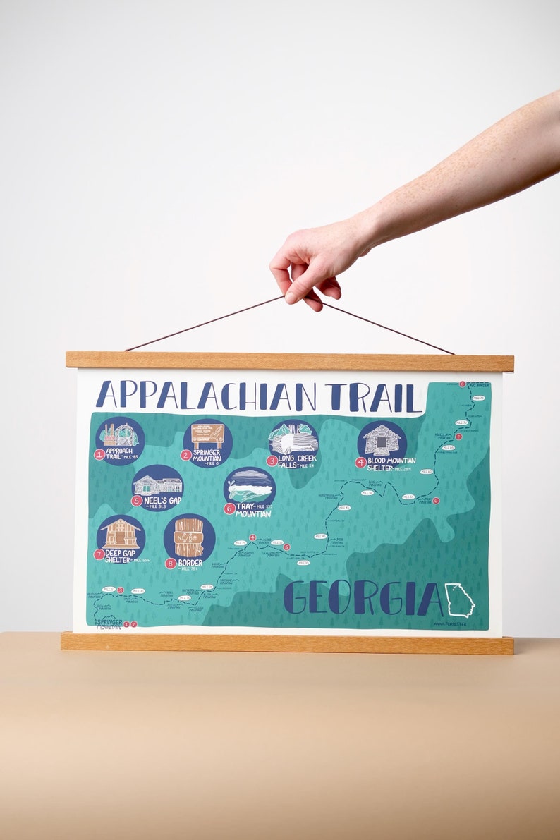 Appalachian Trail, Georgia Illustrated Map - Etsy