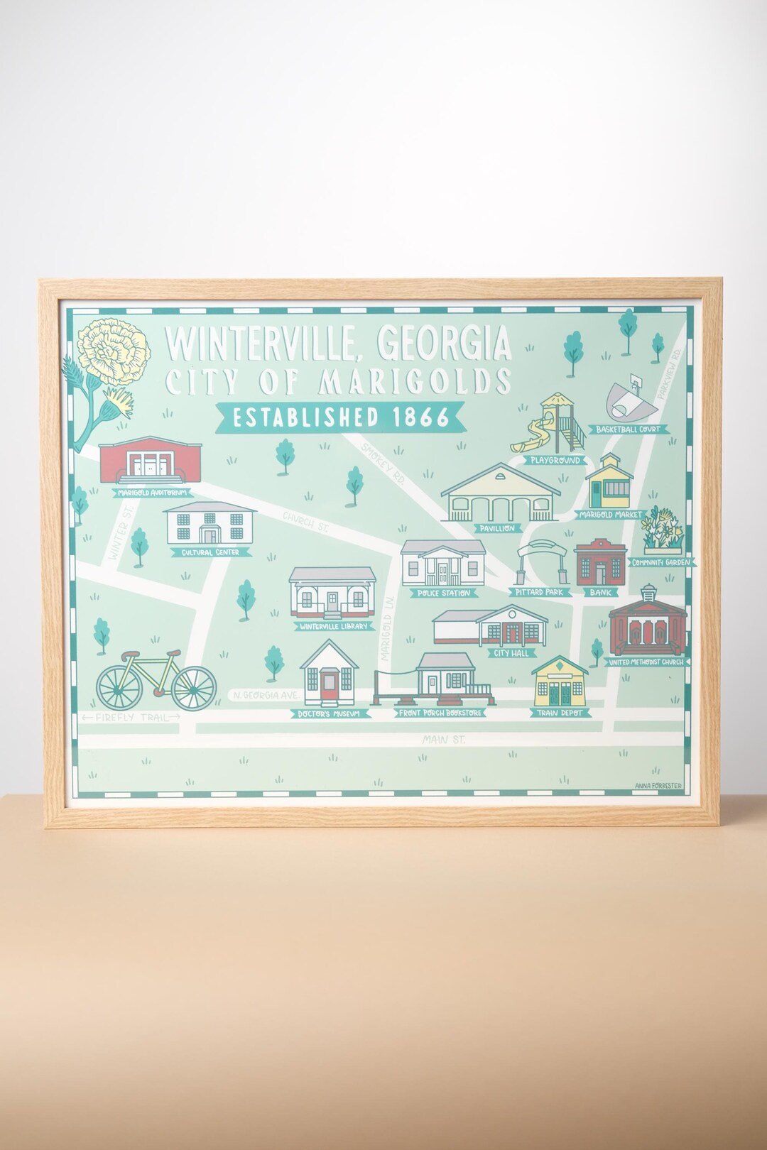 Winterville, GA Illustrated Map - Etsy