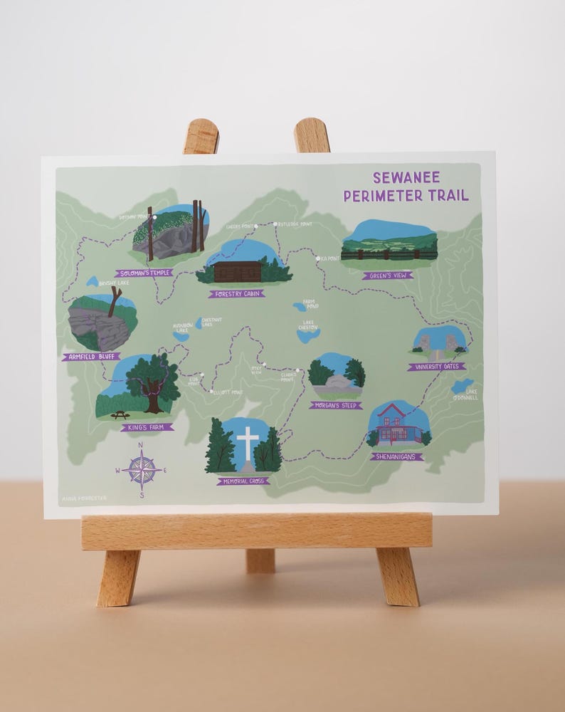 Sewanee Perimeter Trail Illustrated Map - Etsy